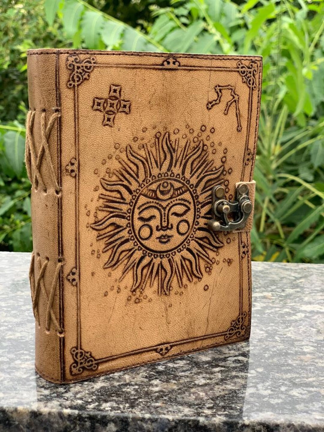 Sun and Moon Leather Journal, Vintage Journal, Leather Notebook ...