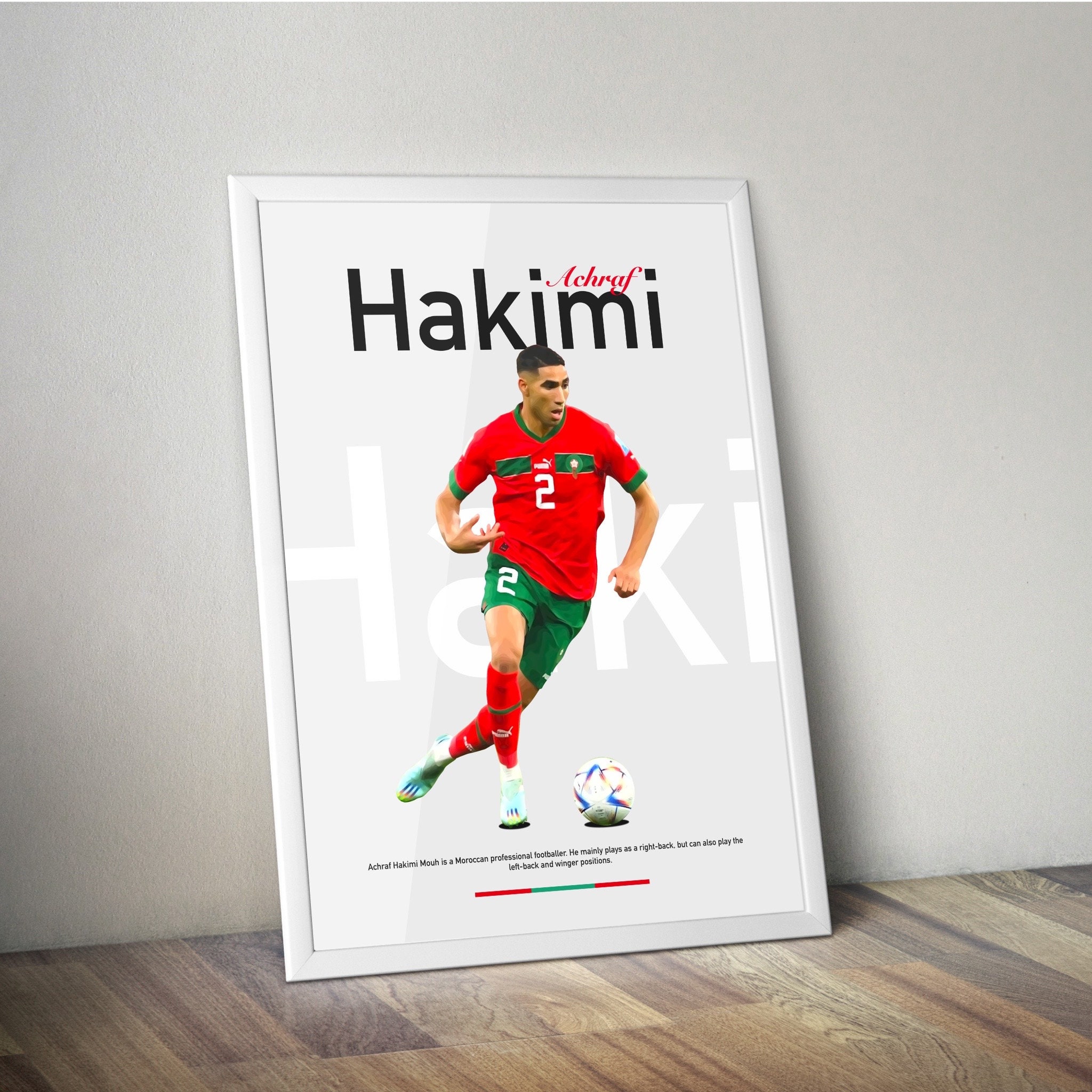 Achraf Hakimi Poster Art the Atlas Lions Poster Morocco - Etsy