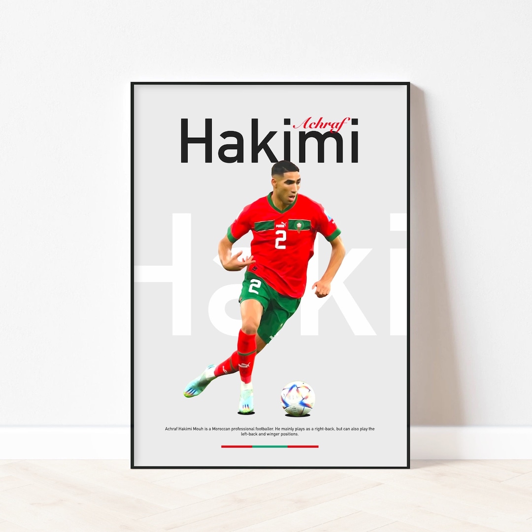 Achraf Hakimi Poster Art the Atlas Lions Poster Morocco - Etsy