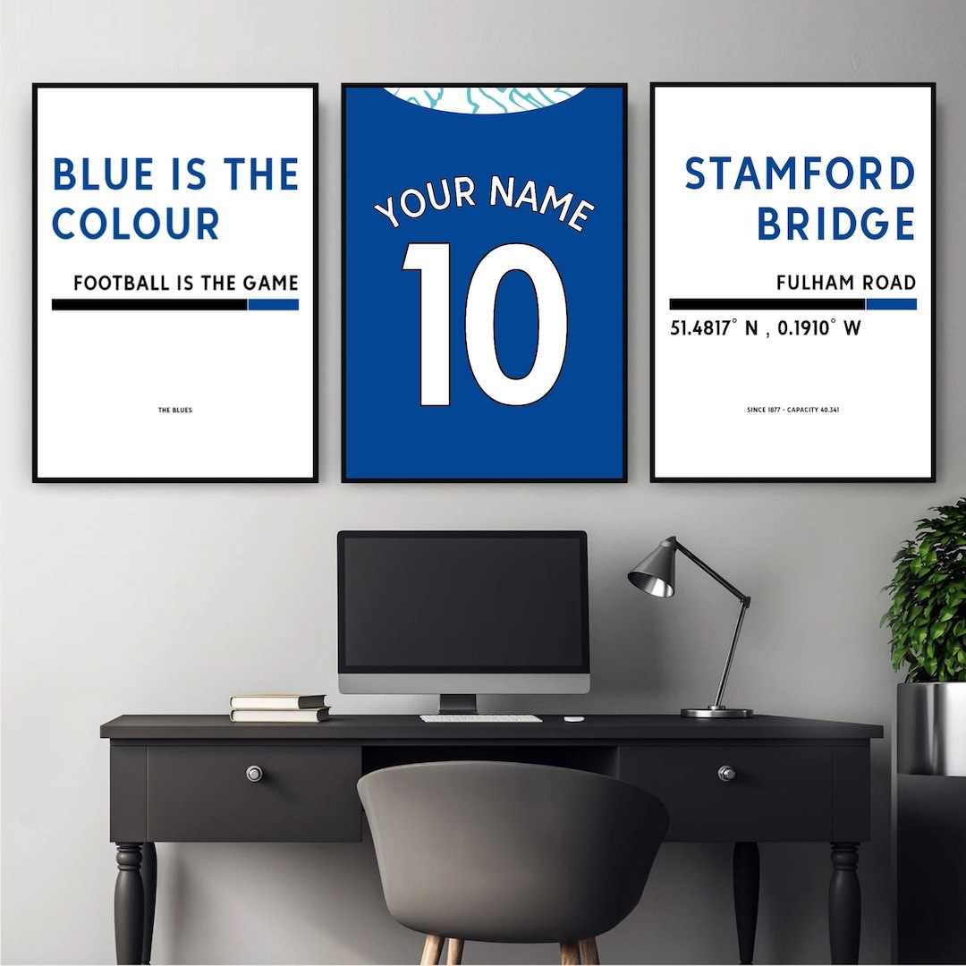 Set of 3 Chelsea Printables Personalised, Chelsea Jersey Personalised ...