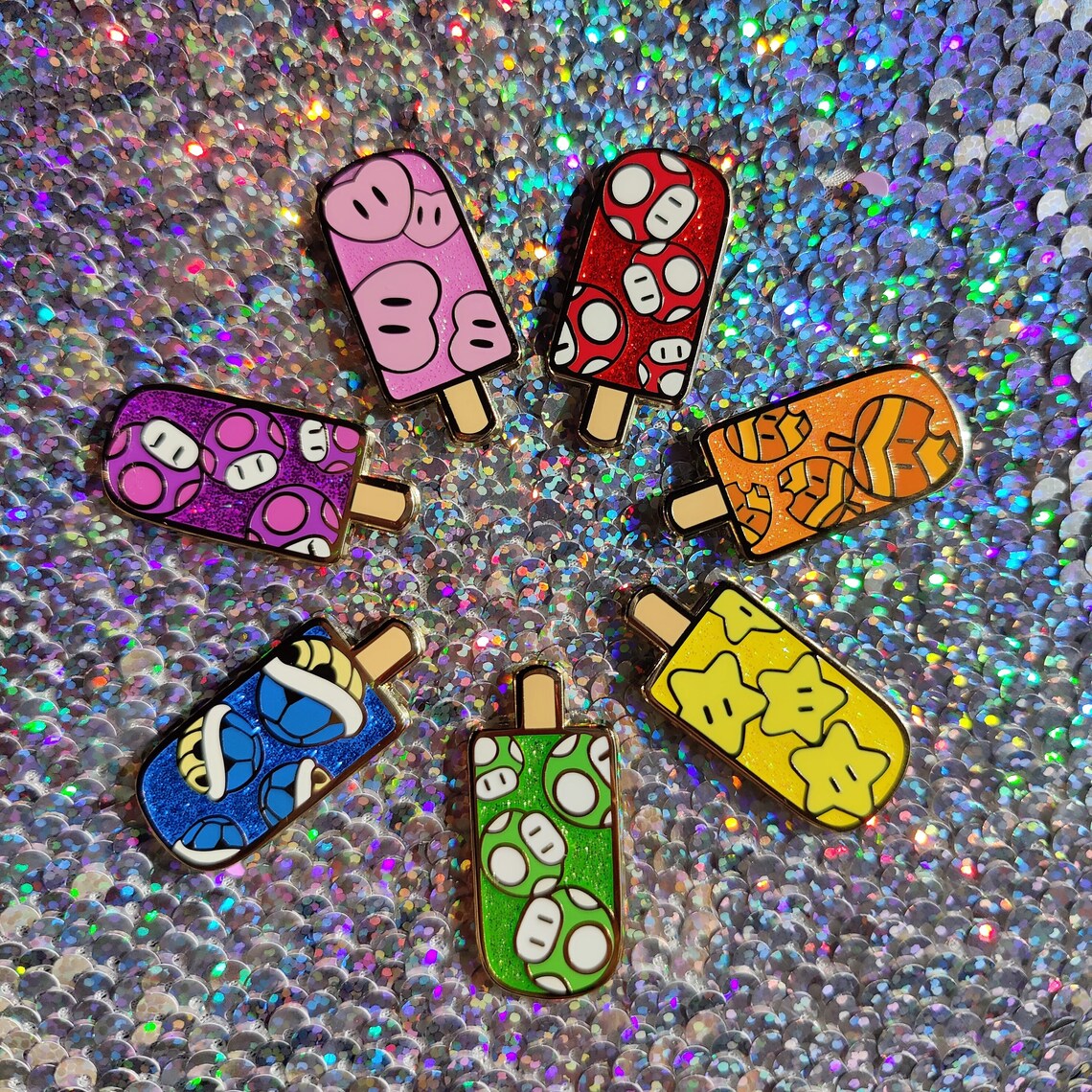 Rainbow Power up Popsicle Hard Enamel Pin Blue Shell - Etsy