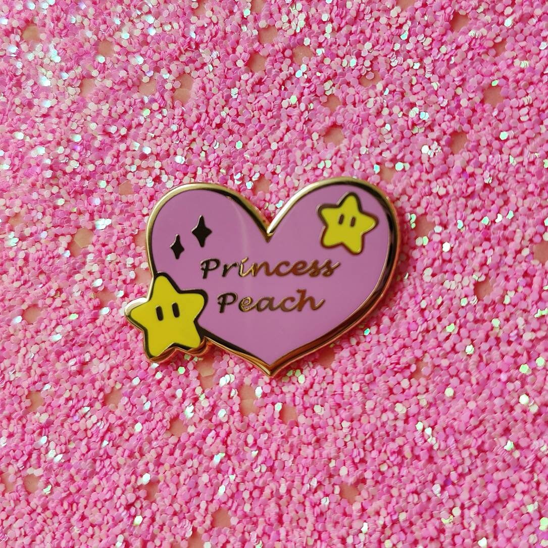 Princess Peach Heart Shaped Hard Enamel Pin Super Mario - Etsy
