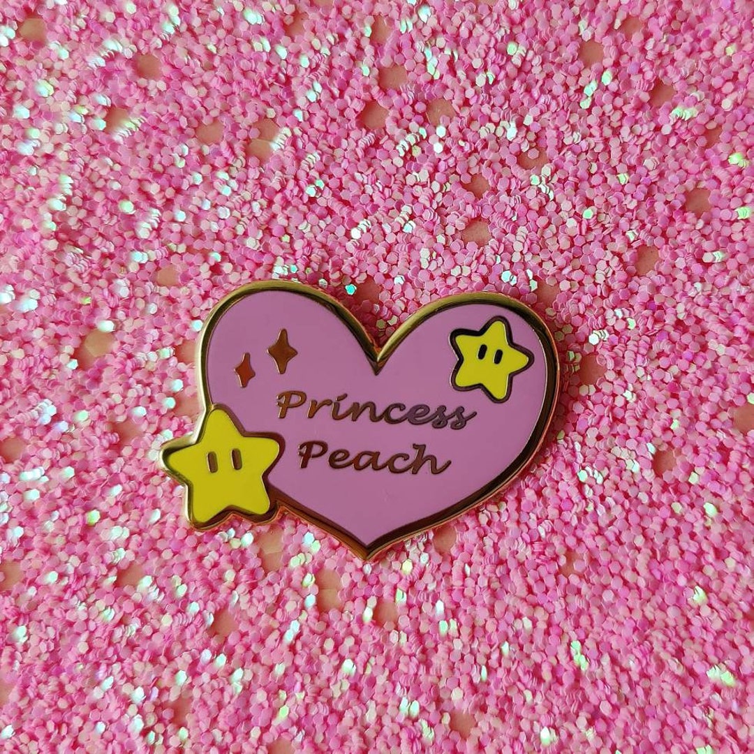 Princess Peach Heart Shaped Hard Enamel Pin Super Mario Inspired - Etsy