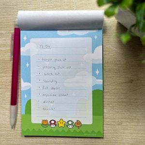 50 Page Notepad Note Pad Mario Items Mario Inspired Mushroom Kingdom ...