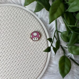 Mario Mini Pin Pink Mushroom Hard Enamel Pin - Etsy