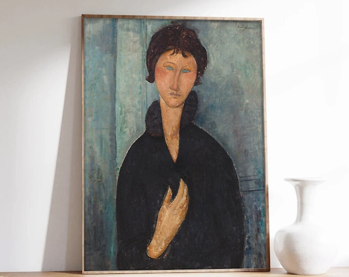 Modigliani Poster, Modern Art, Woman With Blue Eyes, Amedeo Modigliani ...
