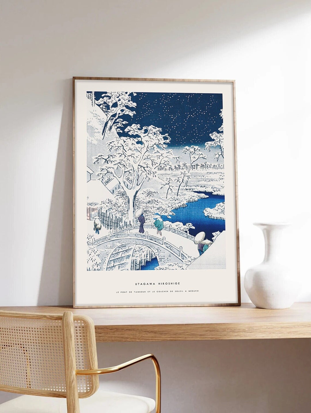 Japanese Print, Hiroshige Poster, Japan, Bridge Under the Snow ...