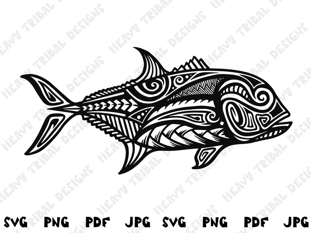 Ulua SVG, Trevally Svg, Ulua Fish, Ulua, Tribal Svg, Maori Svg ...