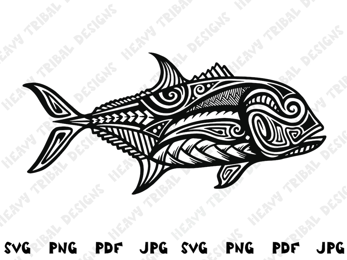 Ulua SVG, Trevally Svg, Ulua Fish, Ulua, Tribal Svg, Maori Svg ...