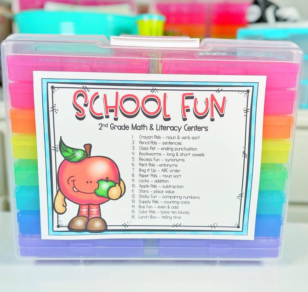2nd Grade Back to School Math & Literacy Task Boxes Centers Classroom ...