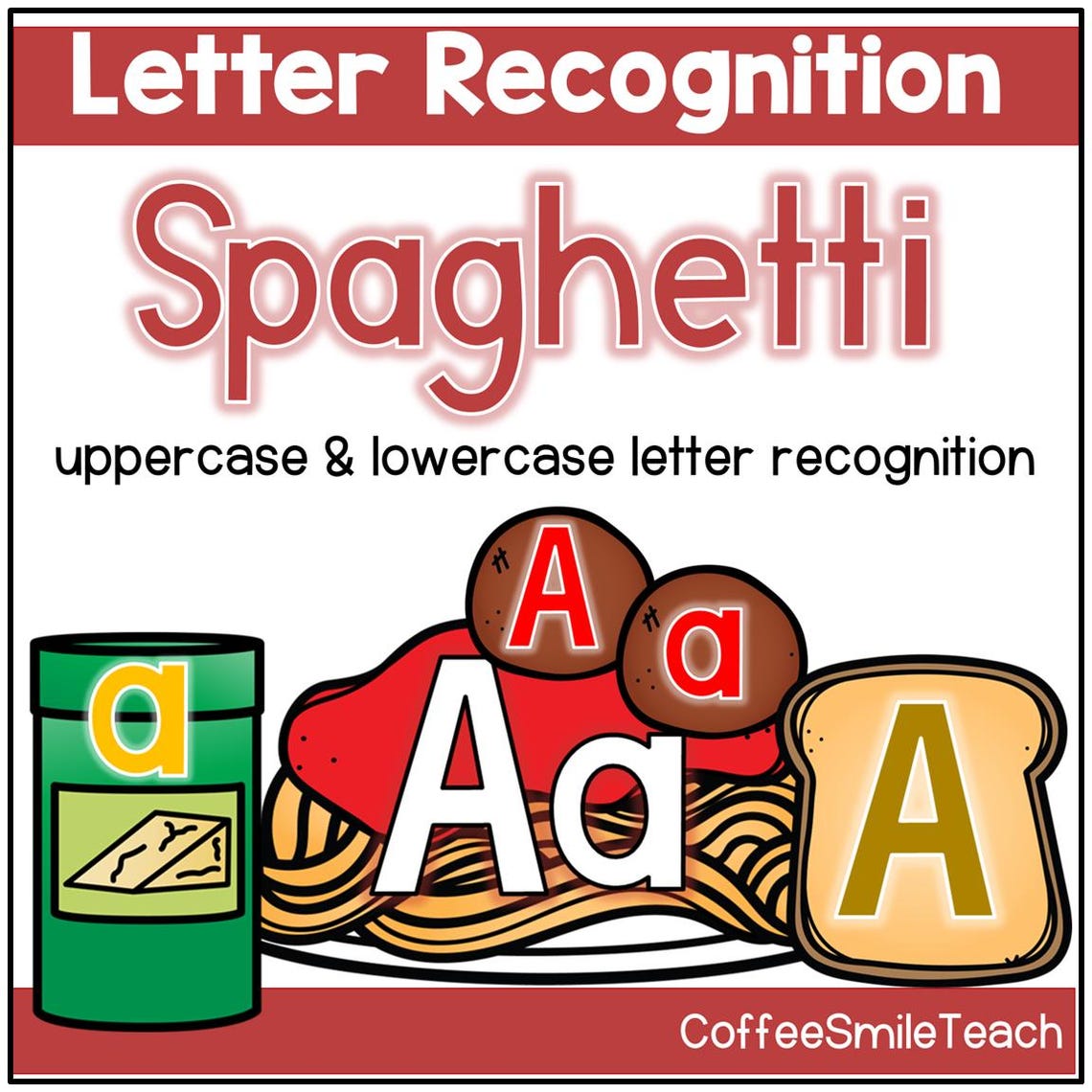 Printable Spaghetti and Meatballs Letter Recognition Center Uppercase ...