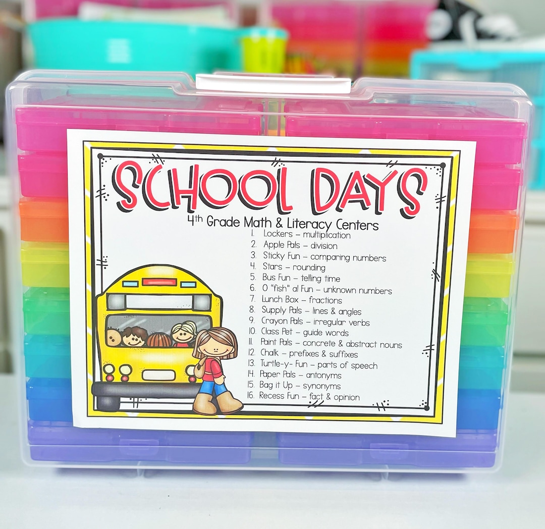 4th Grade Back to School Math & Literacy Task Boxes Centers Classroom ...
