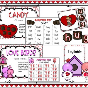 Kindergarten Valentine's Day Math Reading Literacy Task Box Centers for ...