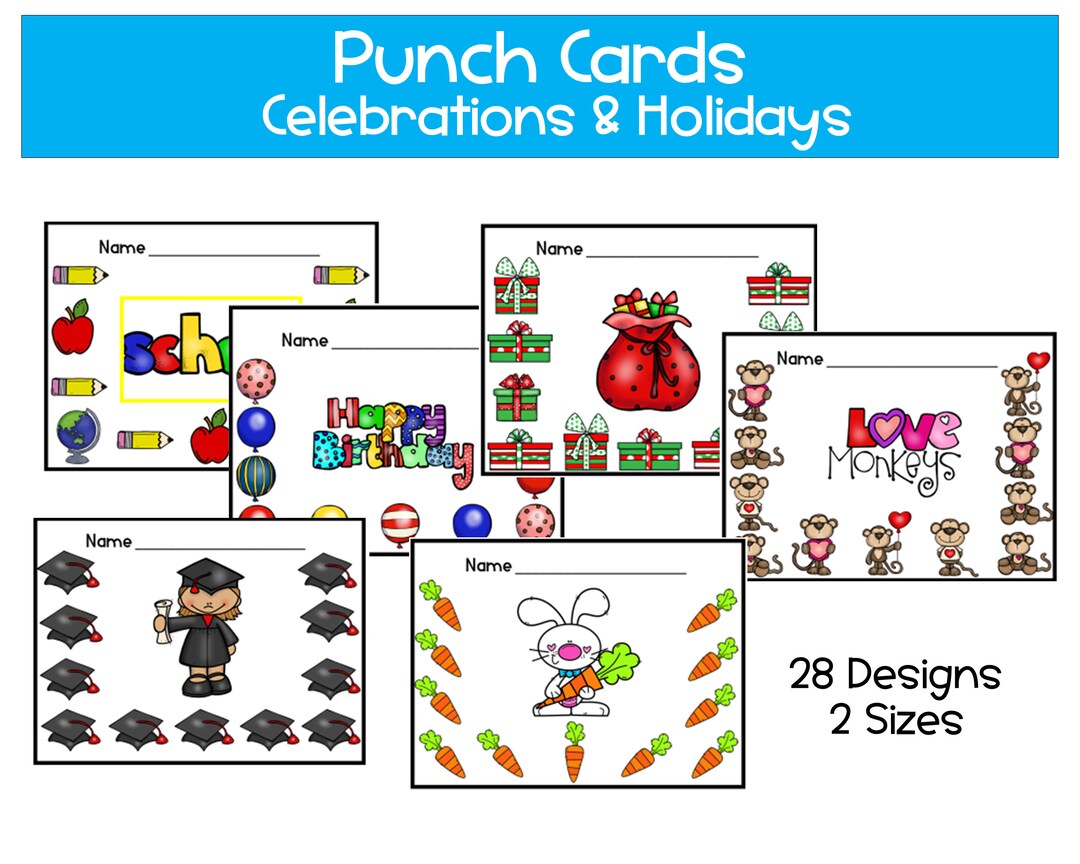 Positive Choices Punch Cards Celebrations & Holidays Positive Behavior ...
