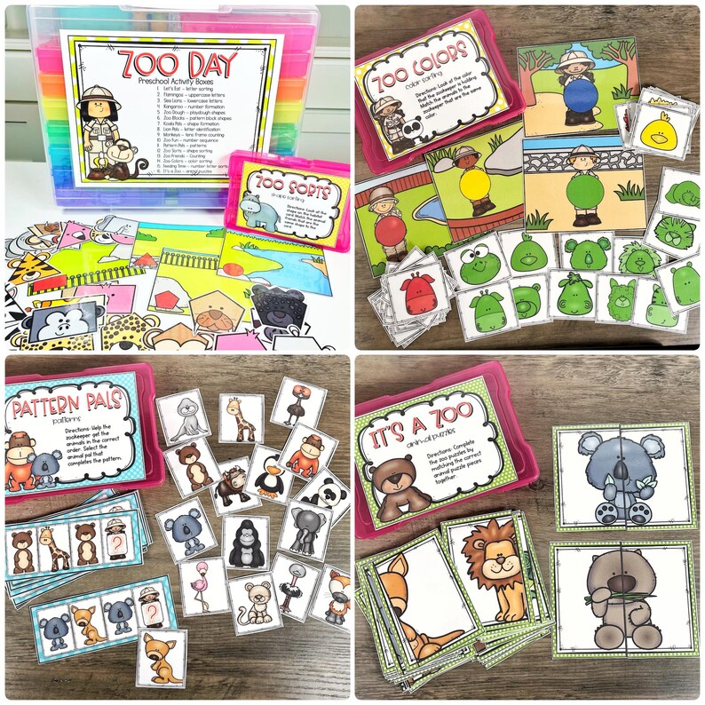 Preschool Zoo-themed Task Box Centers and Games Classroom and ...