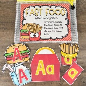 Fast Food Alphabet Matching Game: Letter Recognition Learning Center - Etsy