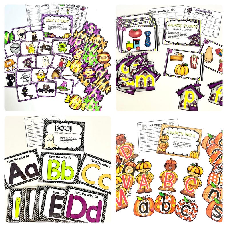 October Halloween Centers for Kindergarten Games Stations Task Cards ...