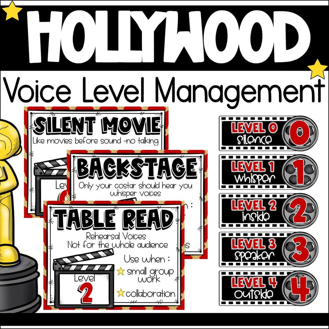 Hollywood Themed Classroom Voice Levels Posters for Behavior Management ...