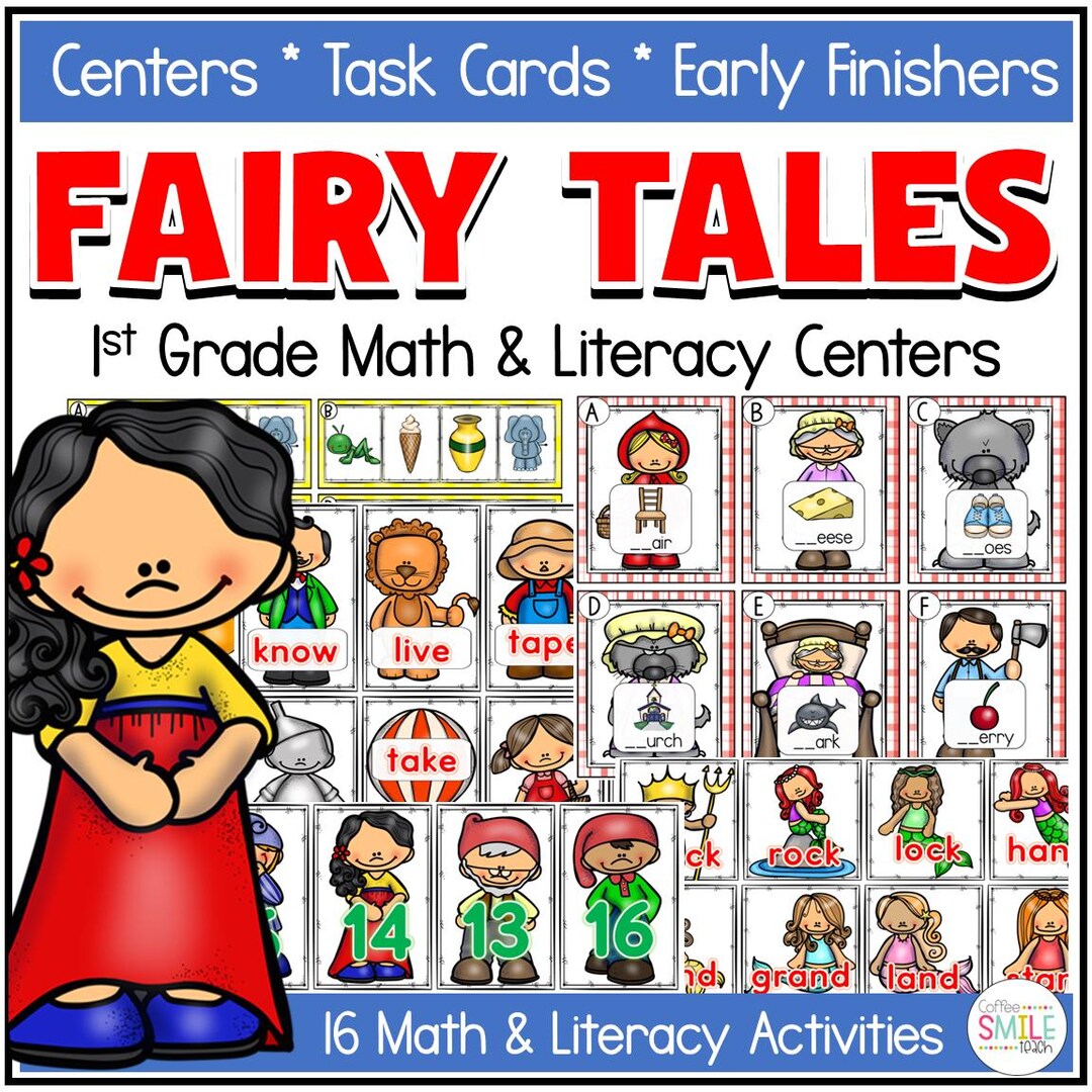 1st Grade Fairy Tale Math Literacy Centers (digital PDF) - Etsy