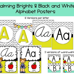Calming Brights and Black & Whites Dots and Doodles Alphabet Posters ...