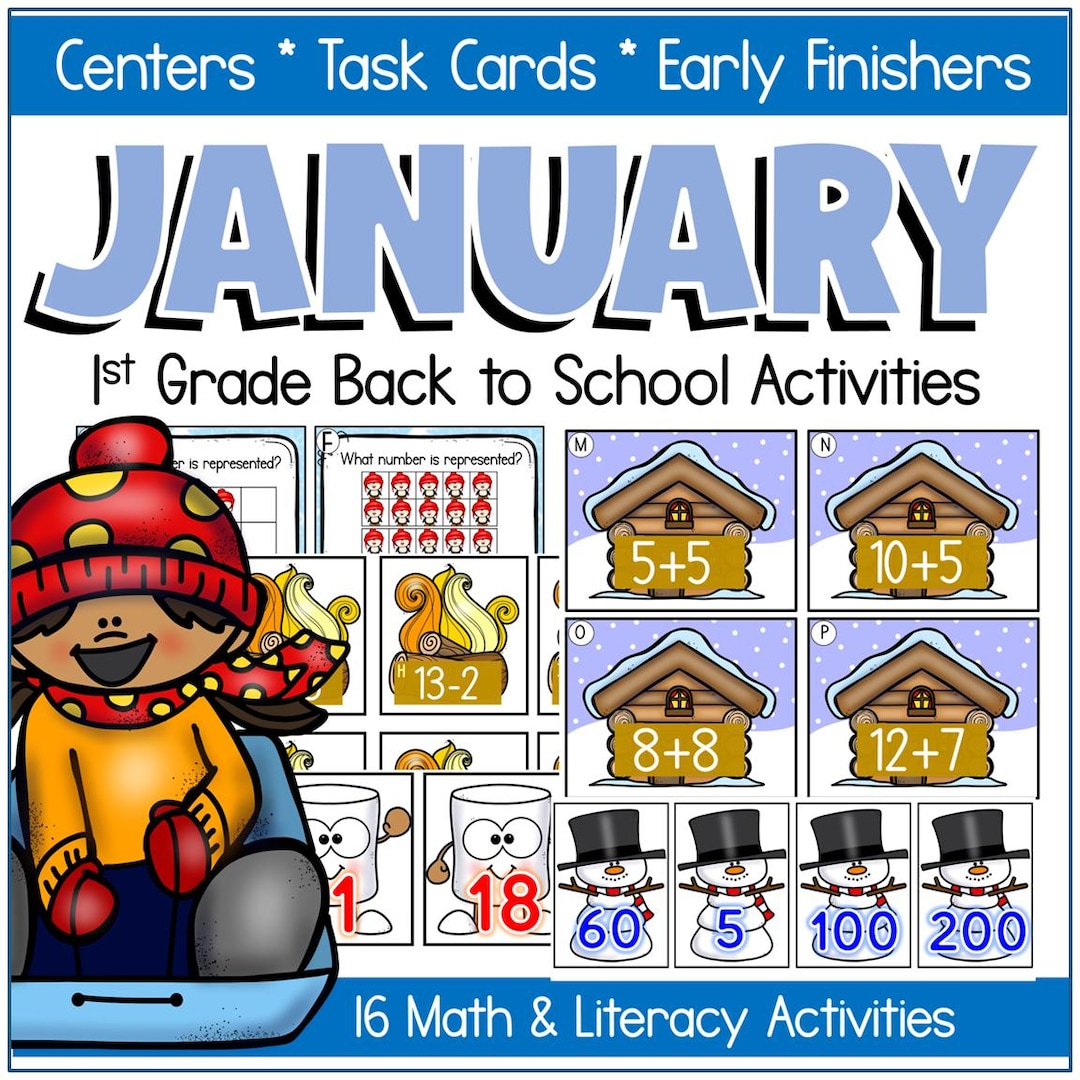 January 1st Grade Winter Math Literacy ELA Reading Centers Task Box ...