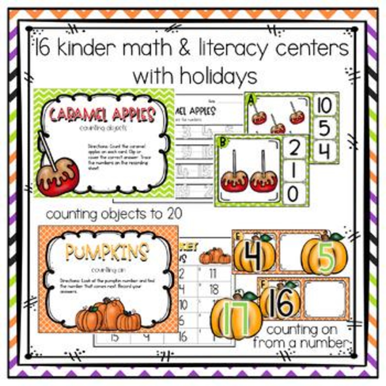 October Halloween Centers for Kindergarten Games Stations Task Cards ...