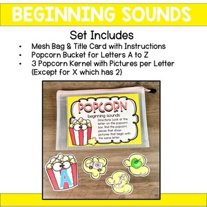 Beginning Sound Activity Popcorn Themed Alphabet Literacy Center Task ...