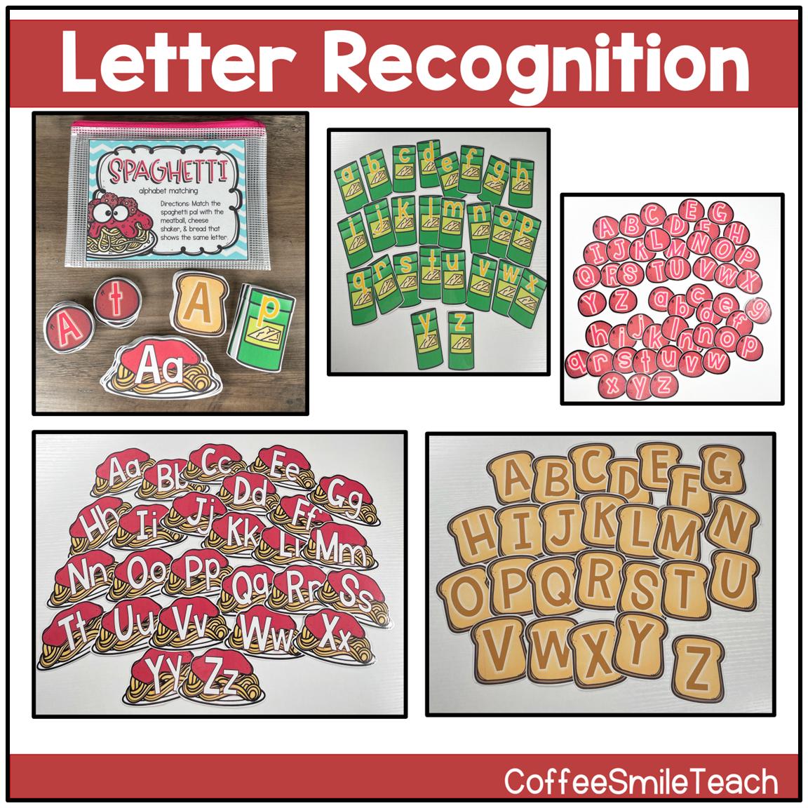 Printable Spaghetti and Meatballs Letter Recognition Center Uppercase ...