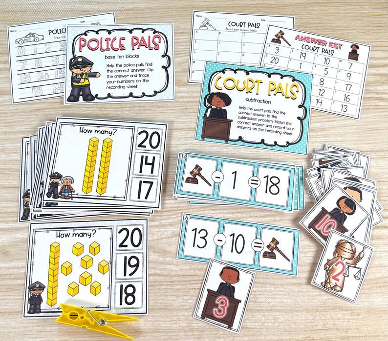 Kindergarten Community Helpers Math & Literacy Centers Task Boxes ...