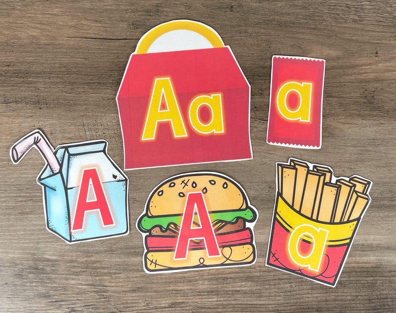 Fast Food Alphabet Matching Game: Letter Recognition Learning Center - Etsy