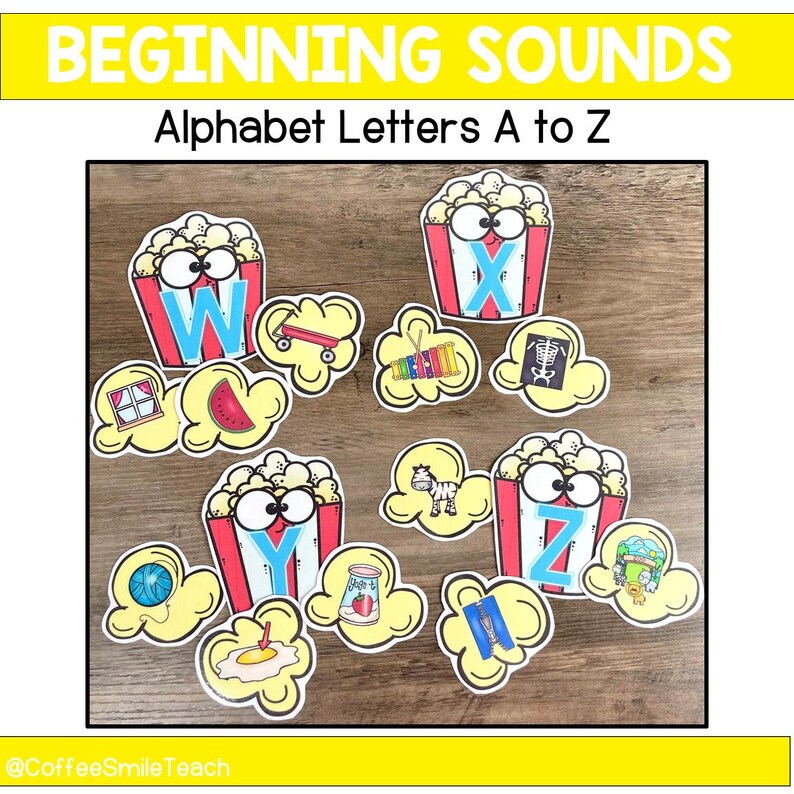 Beginning Sound Activity Popcorn Themed Alphabet Literacy Center Task ...