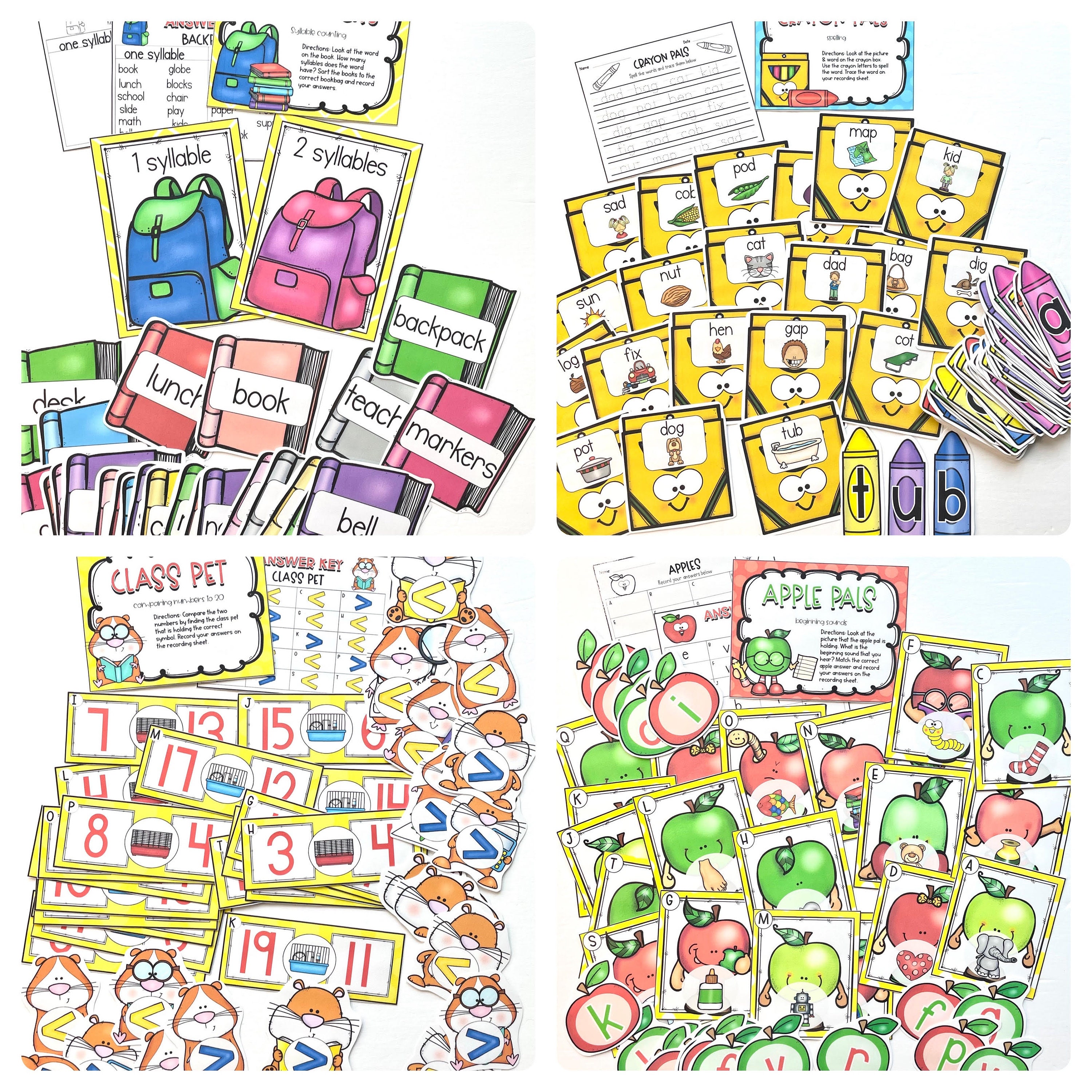 Back to School 1st Grade Math & Literacy Task Boxes Centers Classroom ...