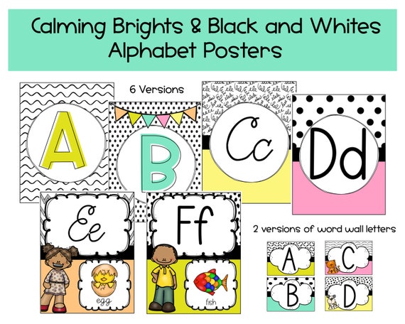 Calming Brights and Black & Whites Dots and Doodles Alphabet - Etsy