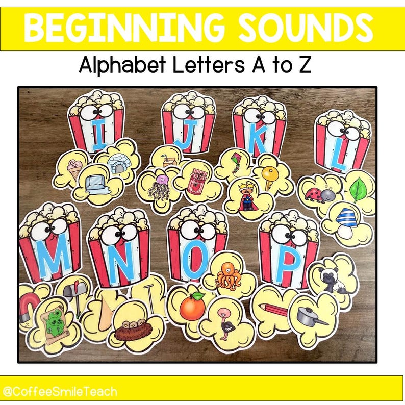 Beginning Sound Activity Popcorn Themed Alphabet Literacy Center Task ...