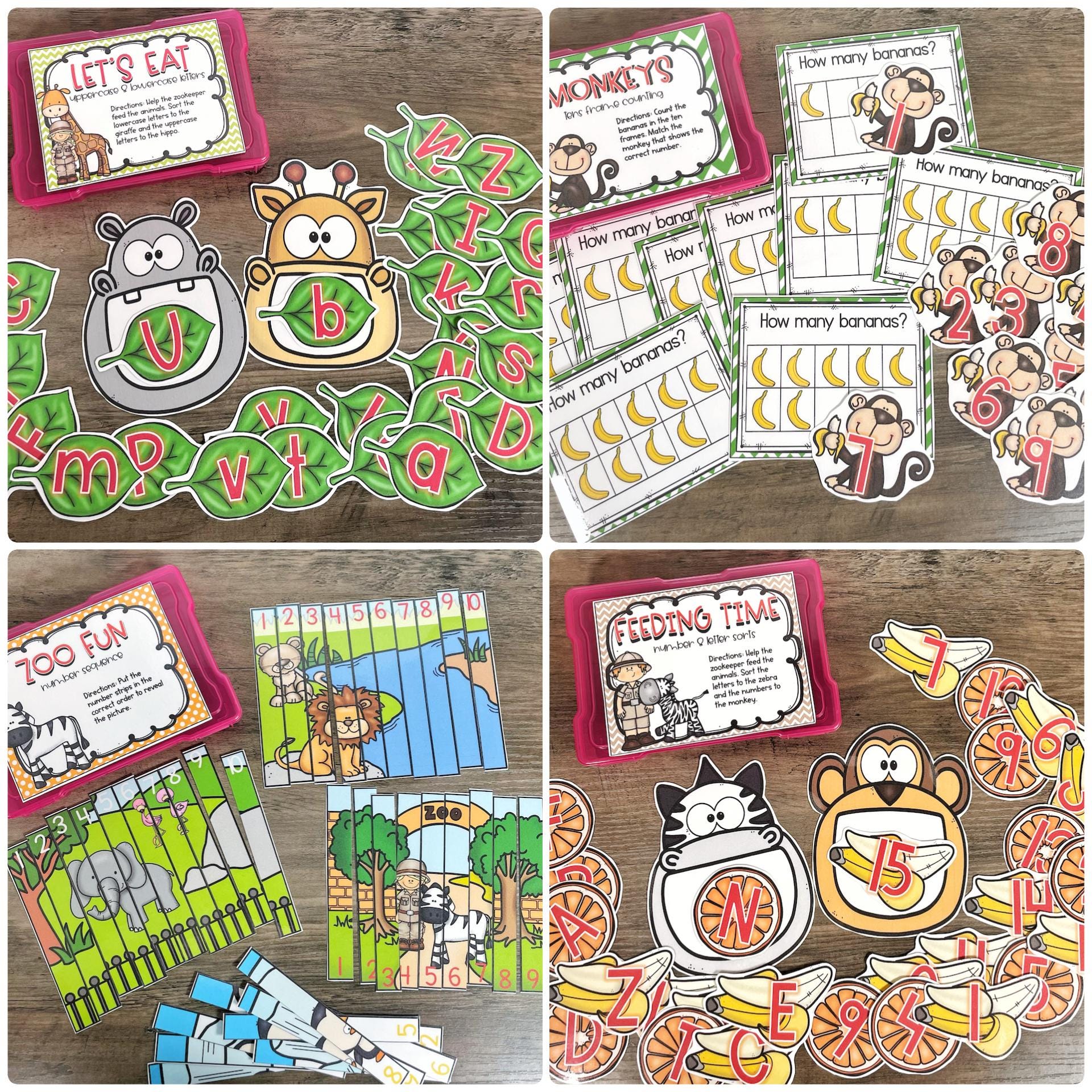 Preschool Zoo-themed Task Box Centers and Games Classroom and ...