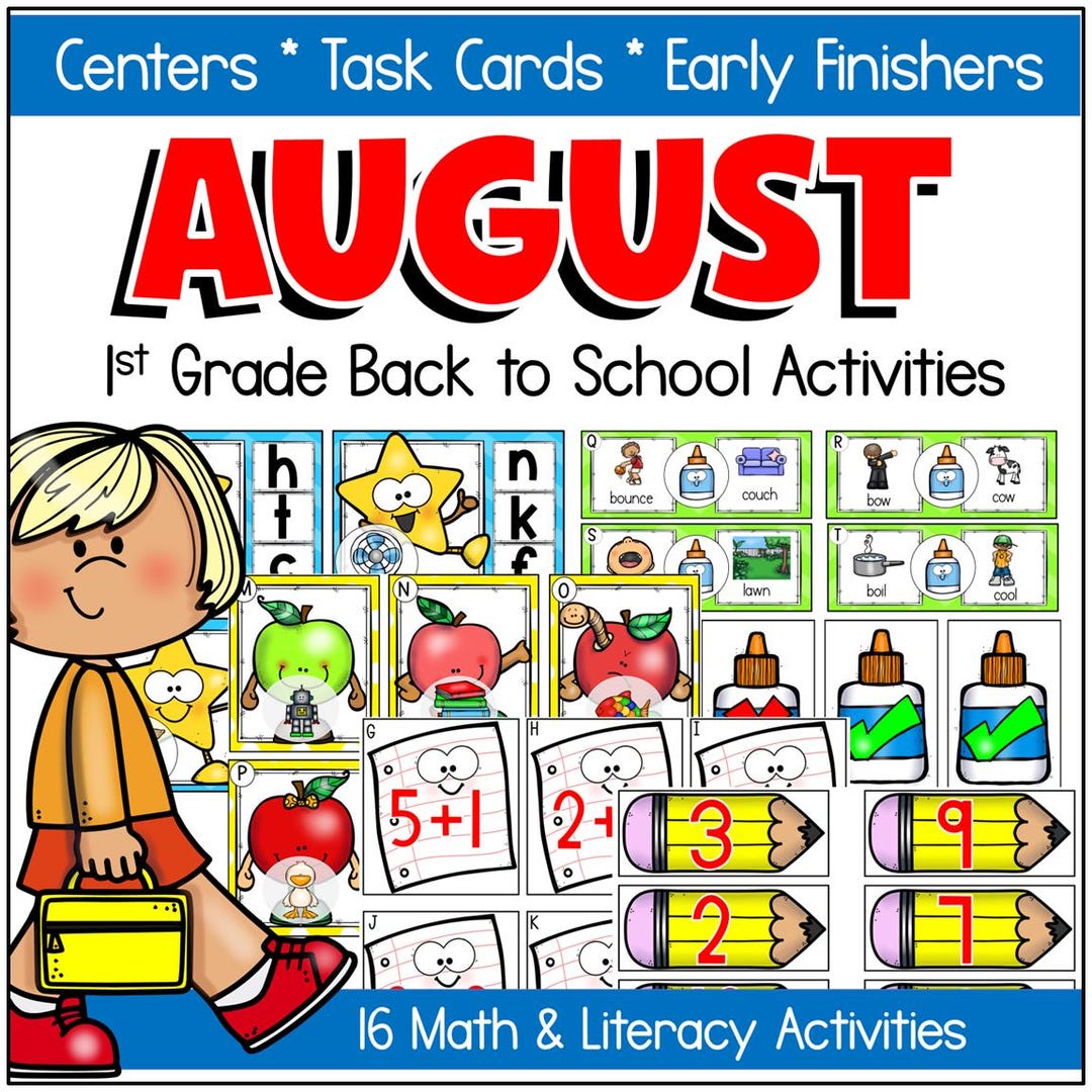 1st Grade Back to School Math Literacy Centers (digital PDF) - Etsy