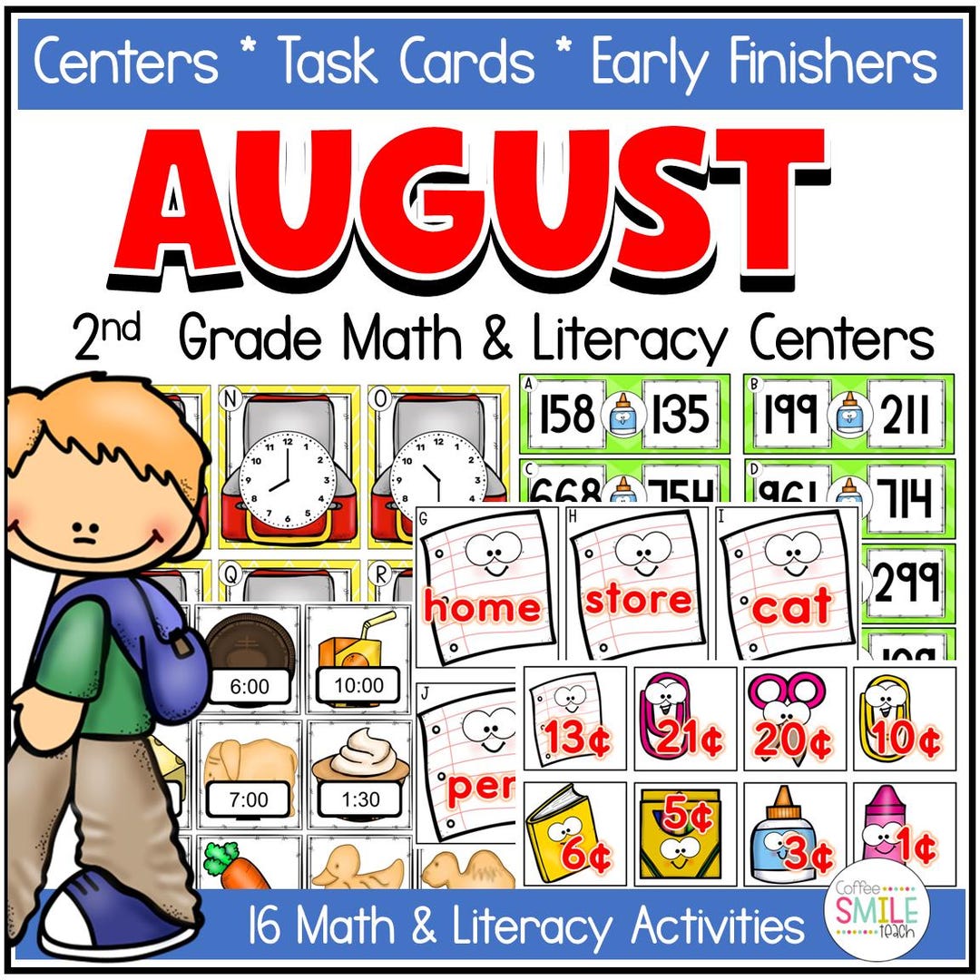 2nd Grade Back to School Math Literacy ELA Reading Centers Learning ...