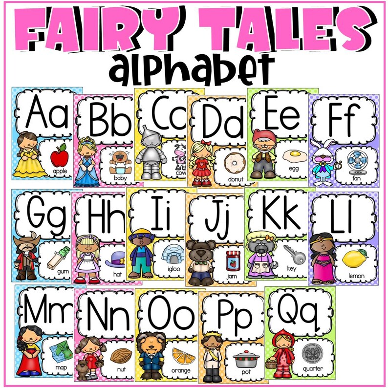 Fairy Tale Themed Alphabet Posters for Classroom Decor Homeschool ...