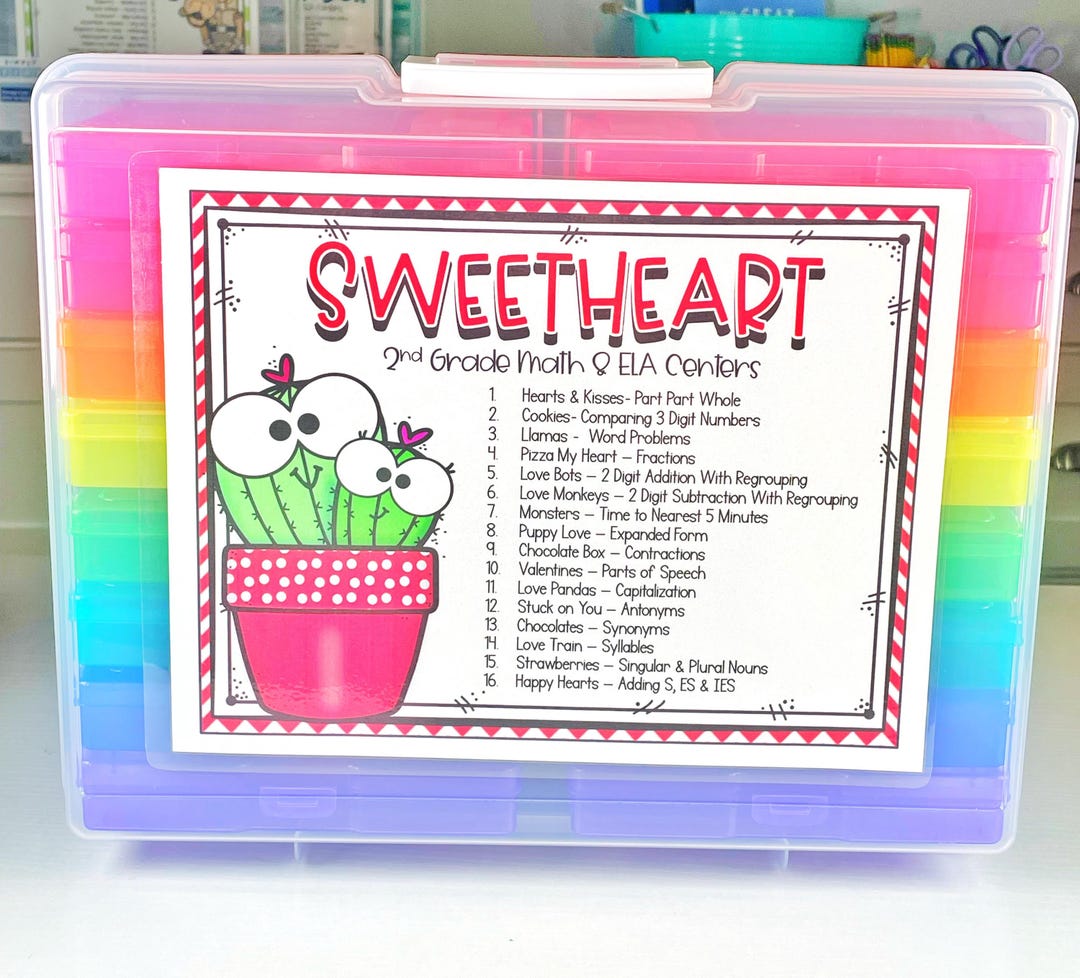 Valentine's Day Math & Literacy Center Task Boxes for 2nd Grade ...