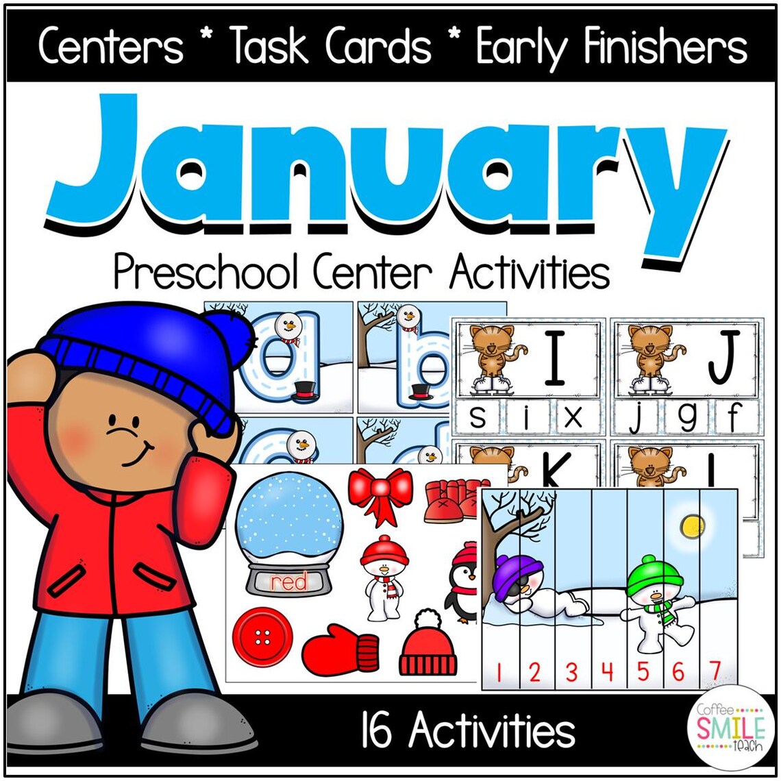Preschool Printable Winter Themed Learning Activities Games and Centers ...