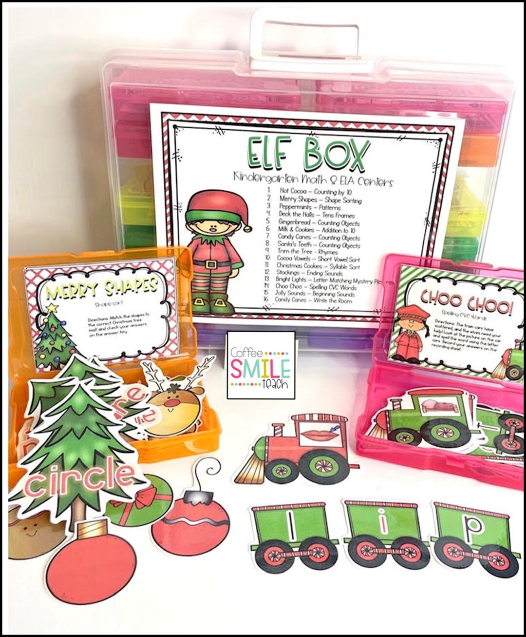 Kindergarten Christmas Math & Literacy Centers Kinder Preschool ...