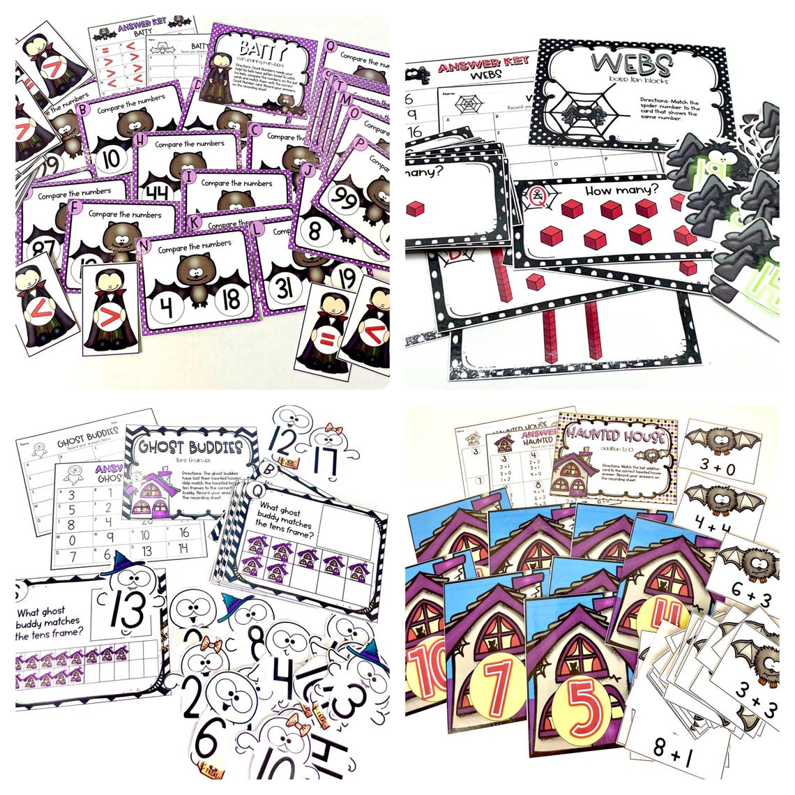 October Halloween Centers for Kindergarten Games Stations Task Cards ...
