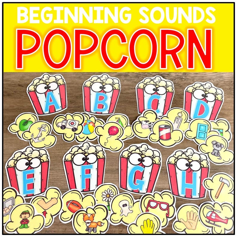 Beginning Sound Activity Popcorn Themed Alphabet Literacy Center Task ...