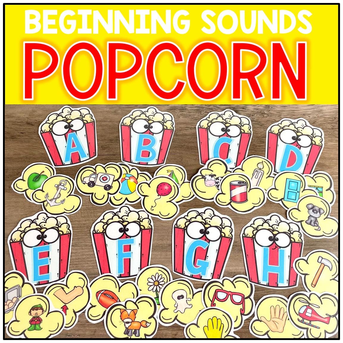 Beginning Sound Activity Popcorn Themed Alphabet Literacy Center Task ...