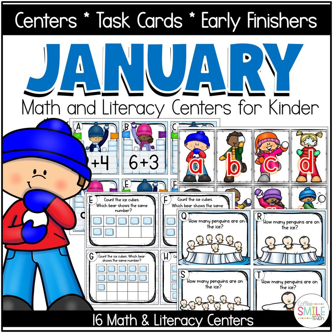 Kindergarten Winter Math Literacy Reading Centers Task Box Activities ...