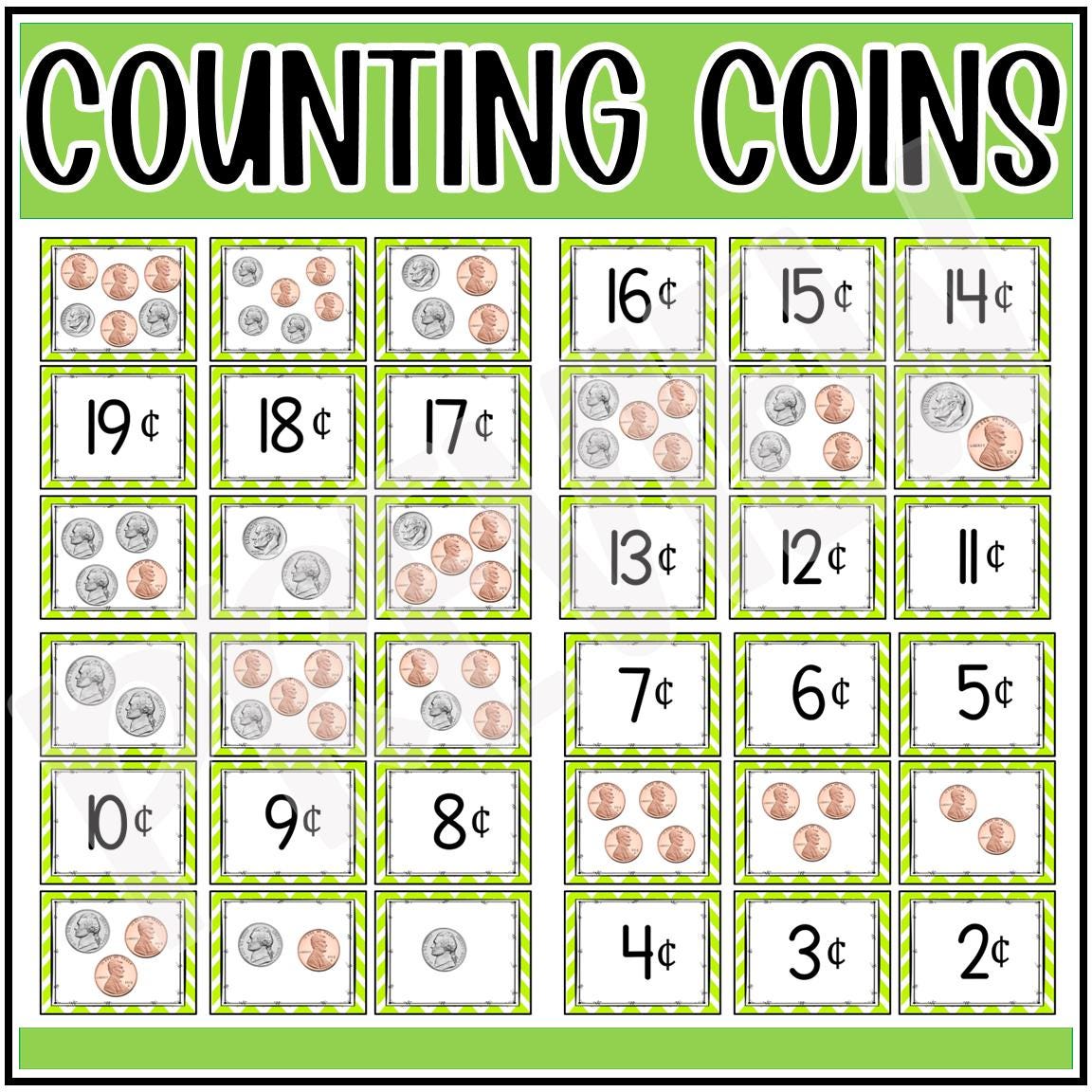Printable Counting Coins Memory Game Money Matching Concentration ...