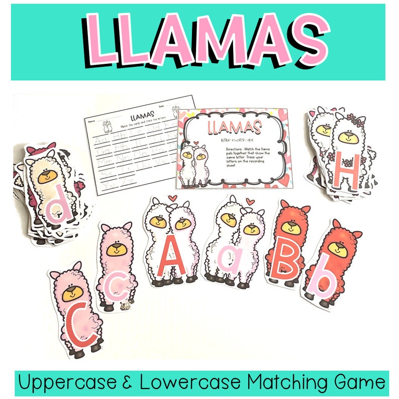 Teacher Made Alphabet Center Laminated Literacy Game llamas Alphabet ...
