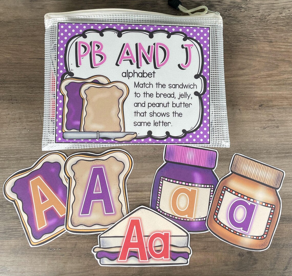 PB&J Alphabet Matching Game: Montessori Letter Recognition Center - Etsy