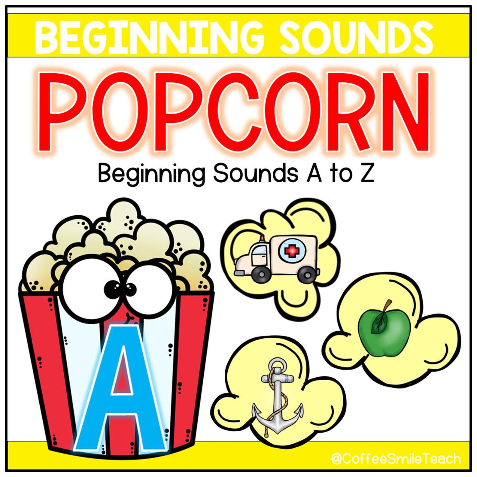 Popcorn Themed Beginning Sounds Center Alphabet Literacy Task Box ...
