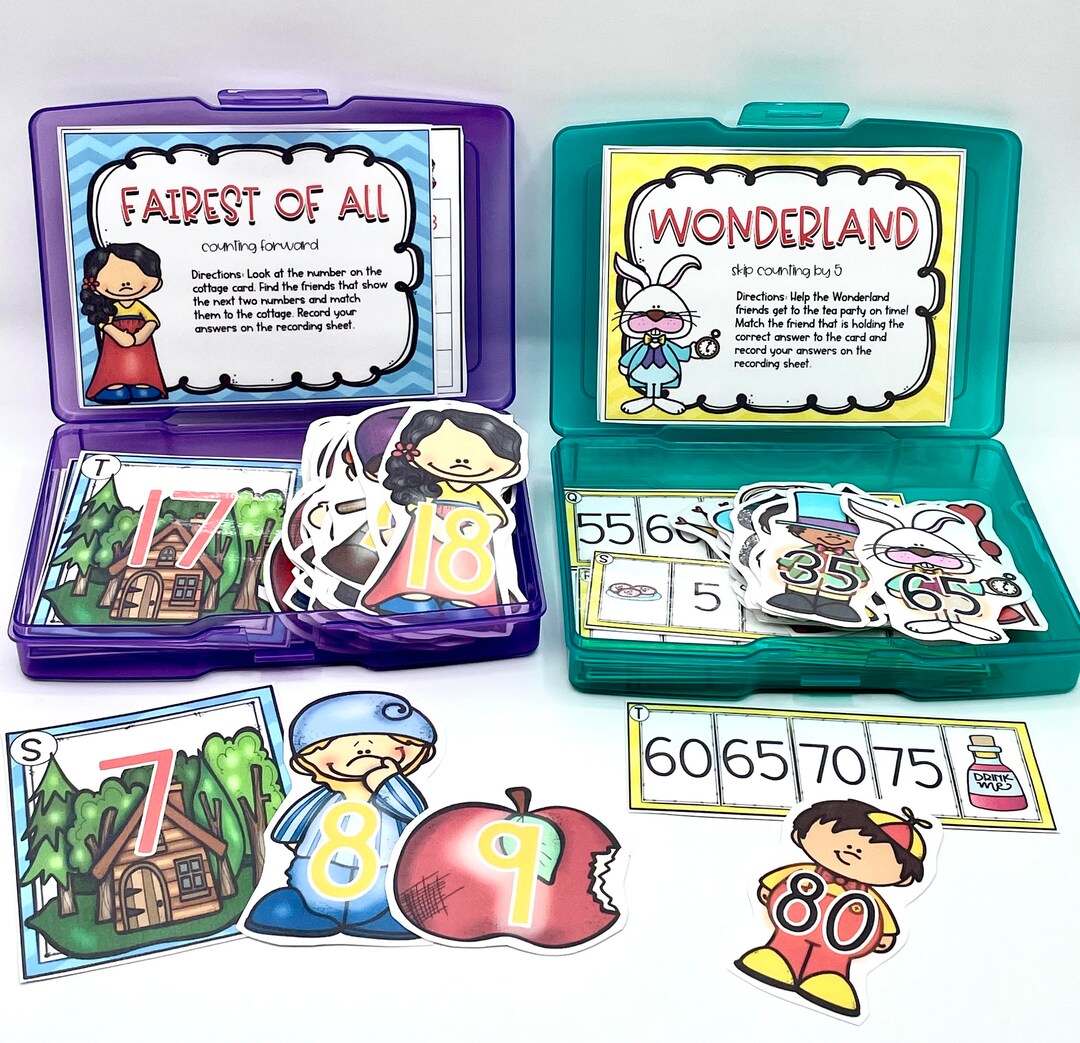 Kindergarten Fairy Tales Educational Games Math and ELA Task Box ...